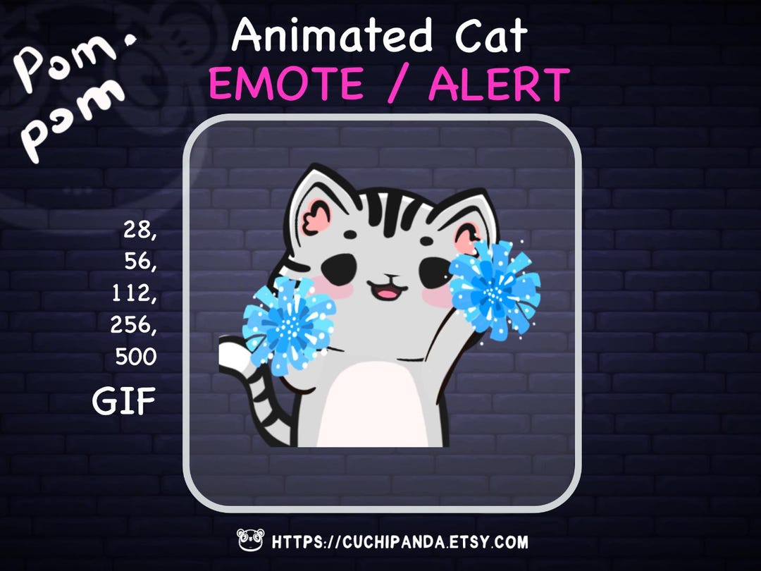 Animated Cat Cheer Emote: Pom Pom Alert (digital Download) - Etsy