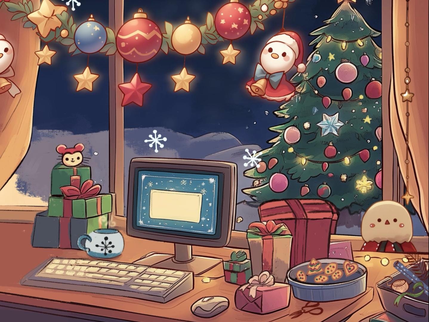 Animated Cozy Christmas Stream Background: Vtuber Overlay (webm & MP4 ...
