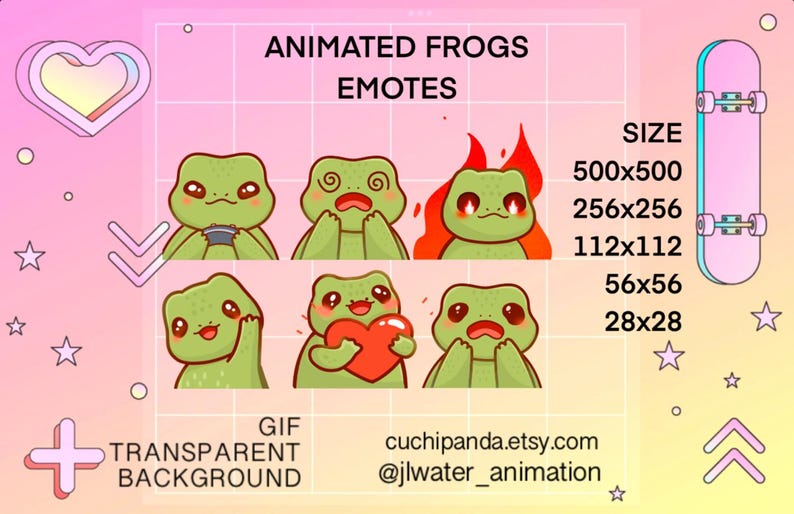 Animated Frog Emotes Set: Kawaii Twitch, Discord, Youtube (digital ...