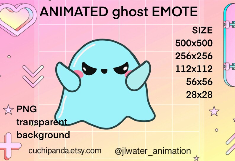 Animated Kissing Ghost Twitch Emote, Cute Heart, Halloween (instant ...