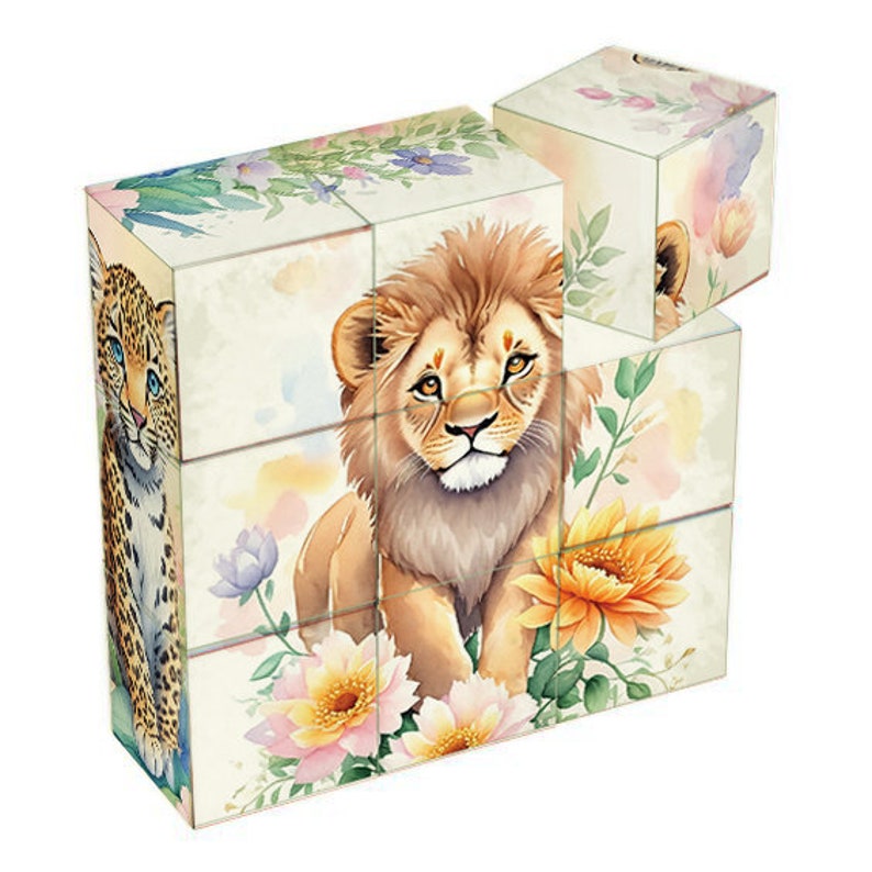 Cube Puzzle Animals Educational Activity Children's Paper DIY Template ...