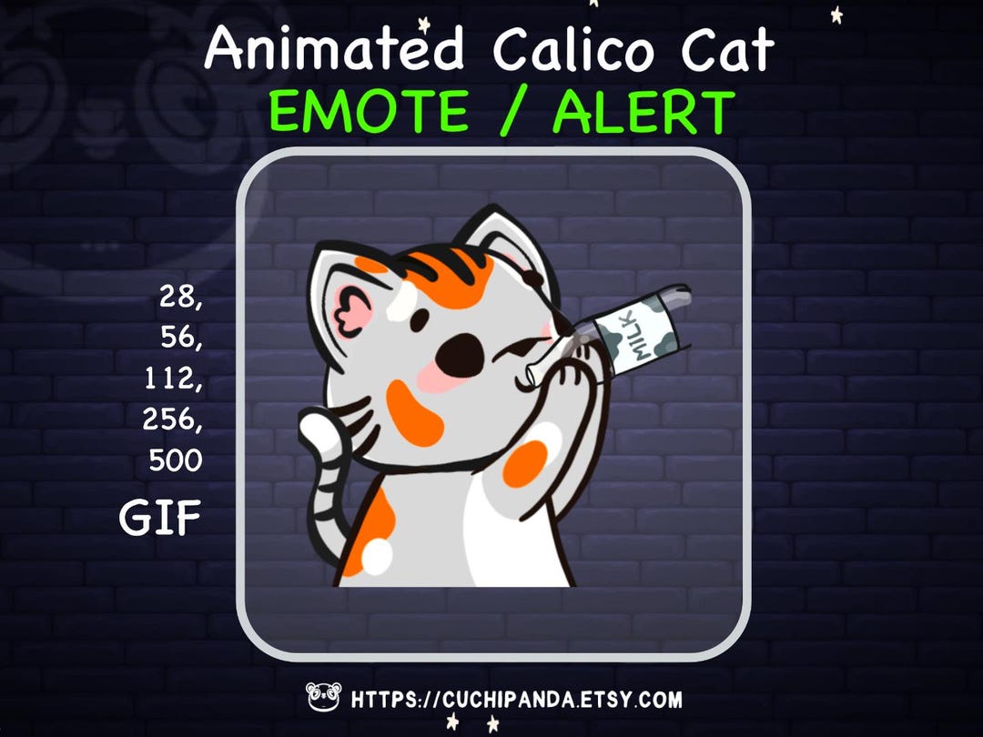 Cat Animated Emote, Calico Cat Drink Alert, Drink Milk Emote - Etsy