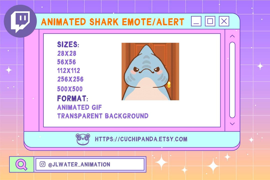 Animated Shark Emote, Leave Emote, Go Out Door, Kawaii for Twitch ...