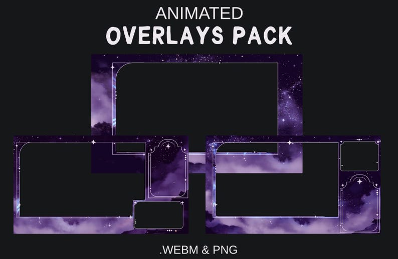 Animated Galaxy Stream Overlay: Purple Twitch Vtuber Bundle (digital ...