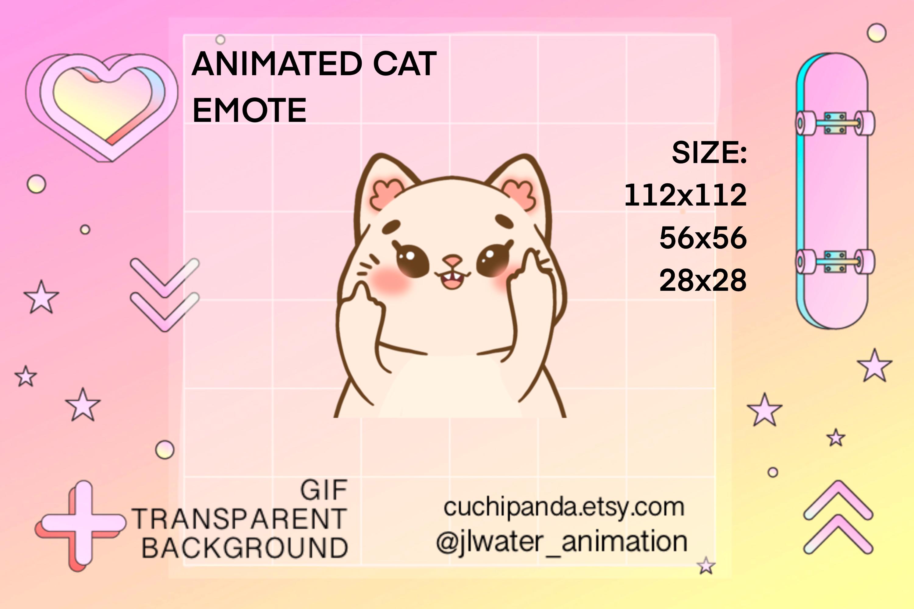 Animated Cat Emote, Middle Finger Emote, Kawaii for Twitch, Discord ...
