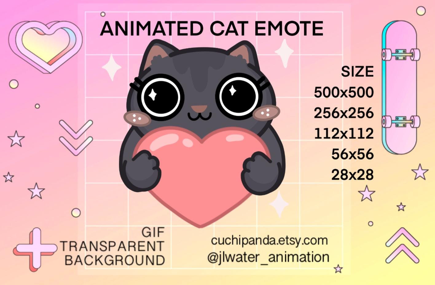 Animated Cat Emote, Heart, Kiss, Love Kawaii for Twitch, Discord ...