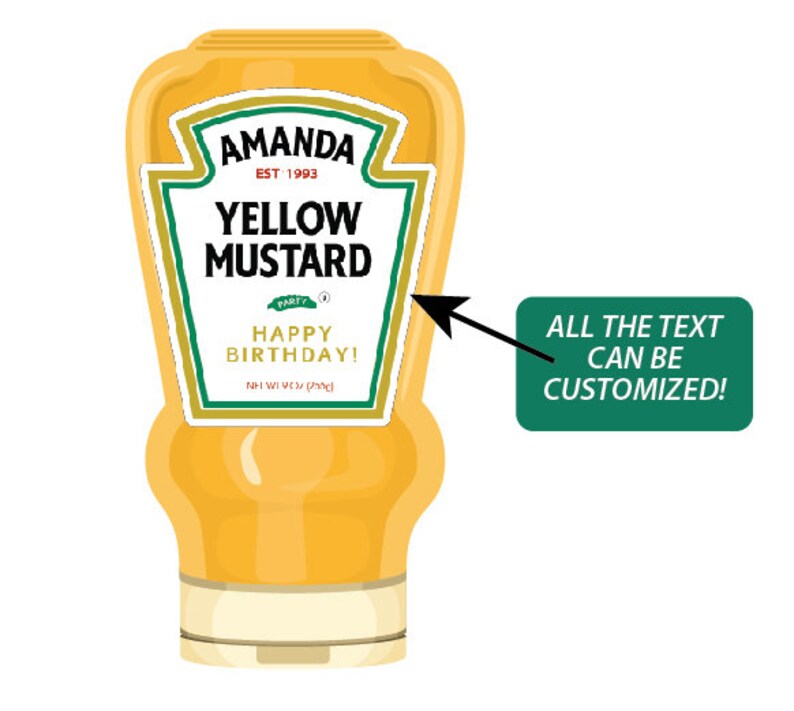 Personalised Mustard Yellow Souce Label Funny Gift Birthday Anniversary ...