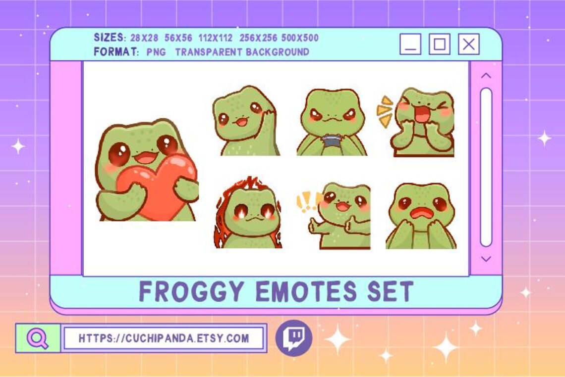 Frog Kawaii Emotes for Streamer, Froggy Twitch, Discord, Youtube, Emoji ...