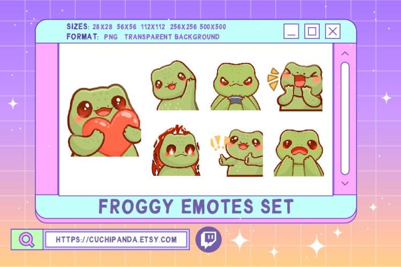 Frog Kawaii Emotes for Streamer, Froggy Twitch, Discord, Youtube, Emoji ...