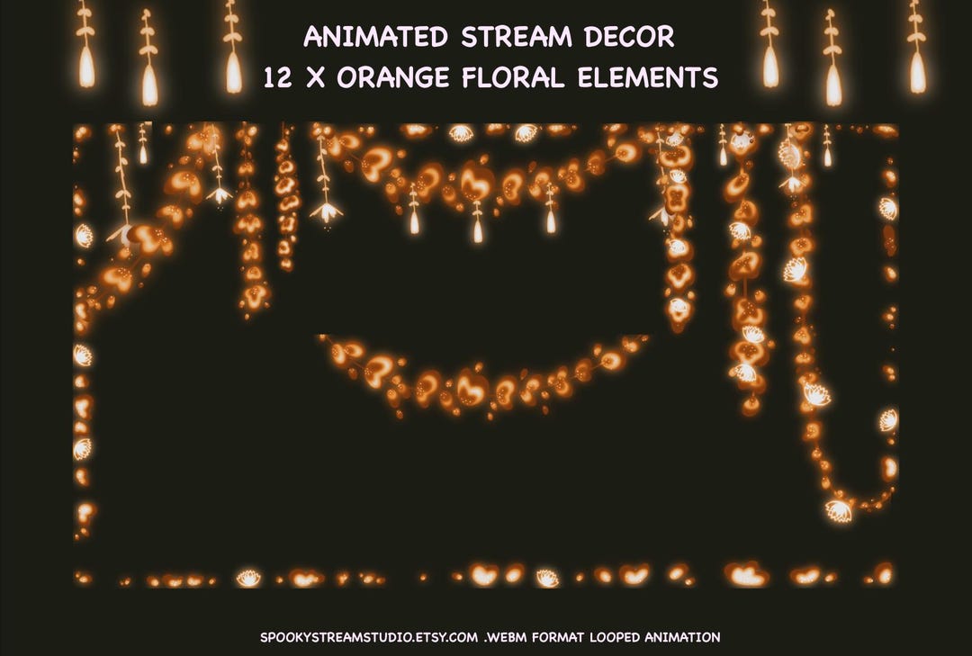 Animated Orange Floral Stream Decor | Twitch Overlay Elements (WEBM ...