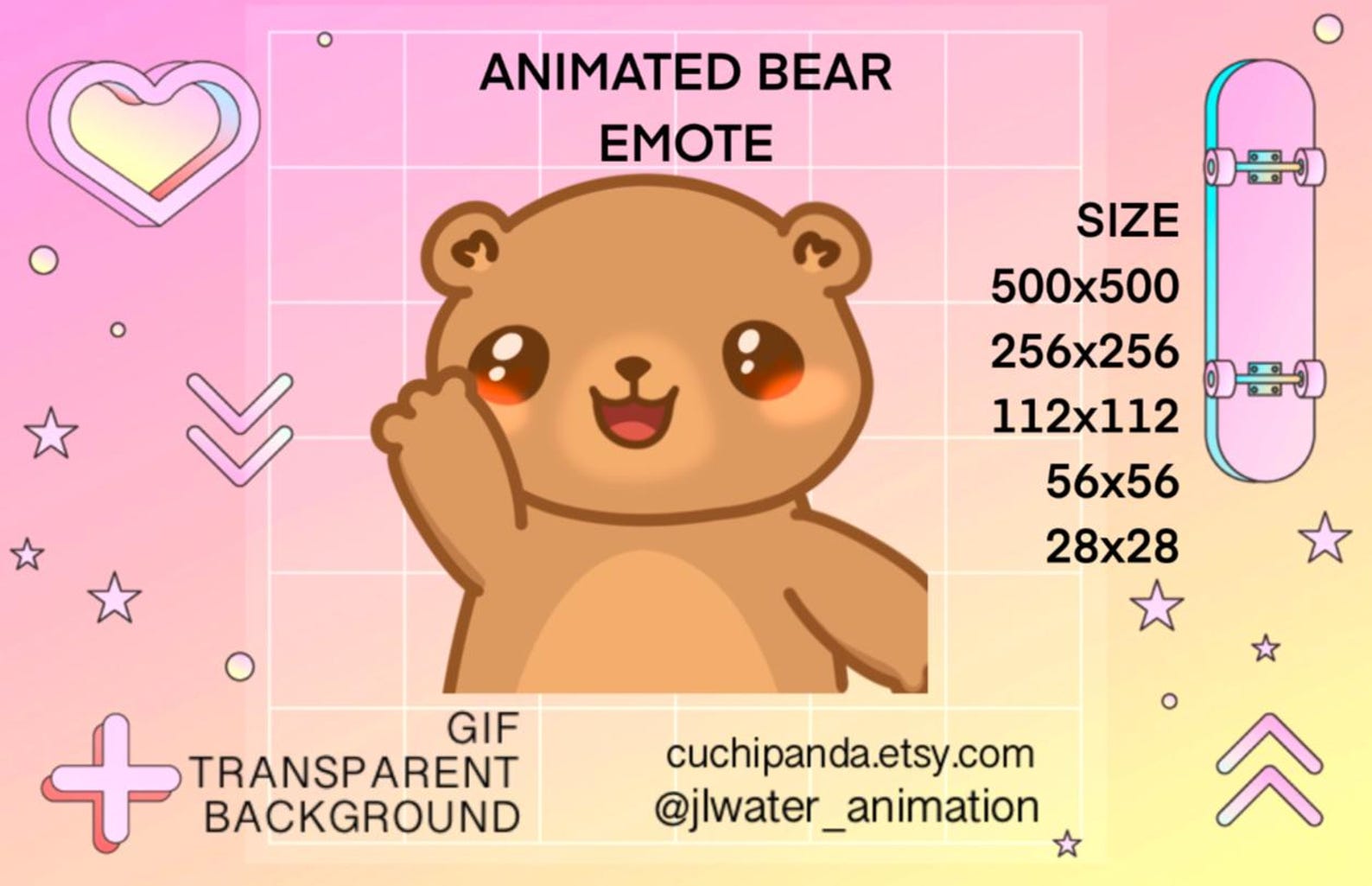 Animated Bear Emote, Brown Bear, Waving Hand, Hi, Hello Kawaii for ...