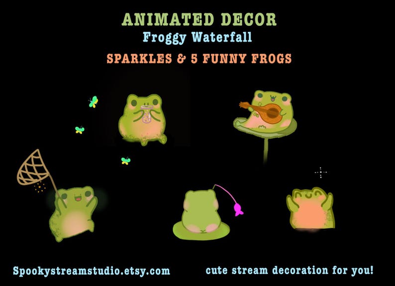 Animated Frog Stream Decor, Botanical Vines, Lofi Assets (digital ...