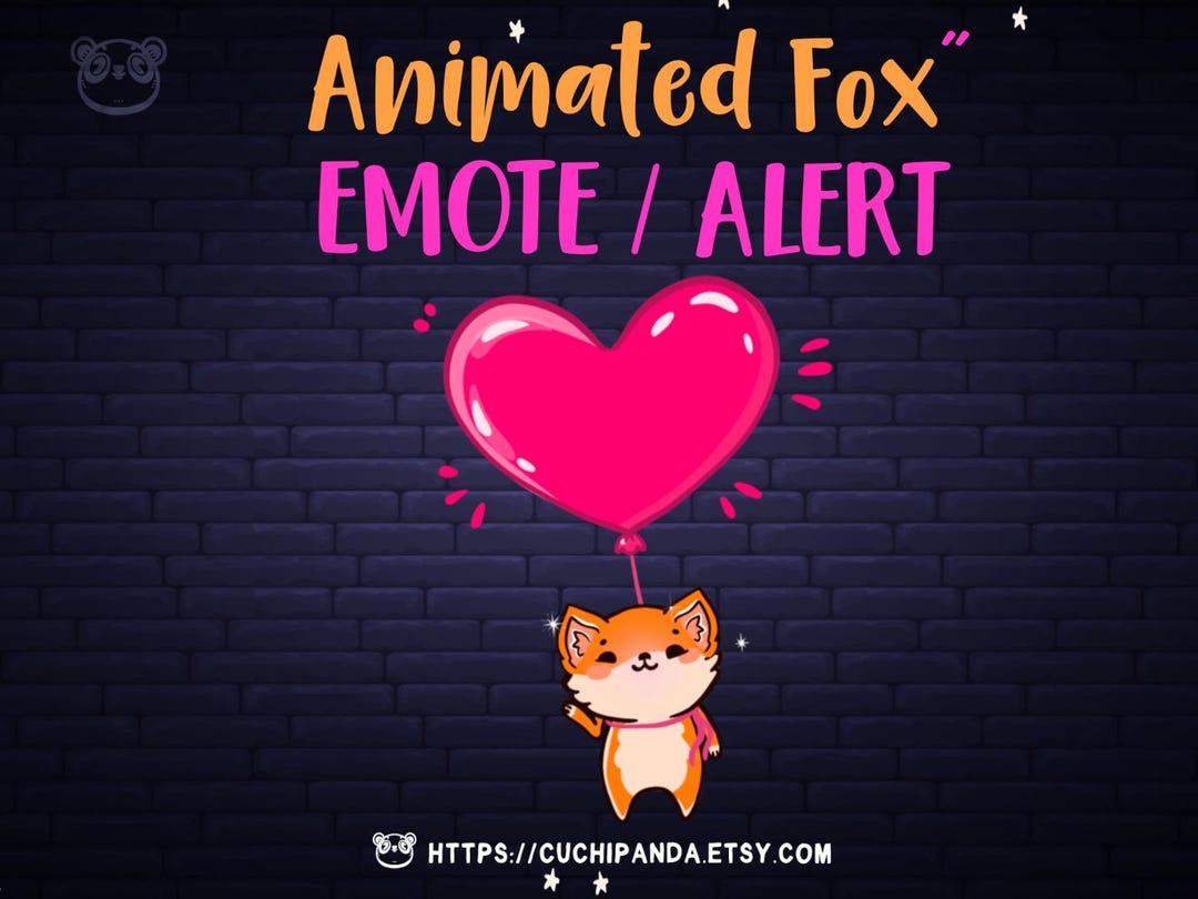 Animated Fox Emote Chibi Flying With Heart Balloon, Twitch Alert for ...