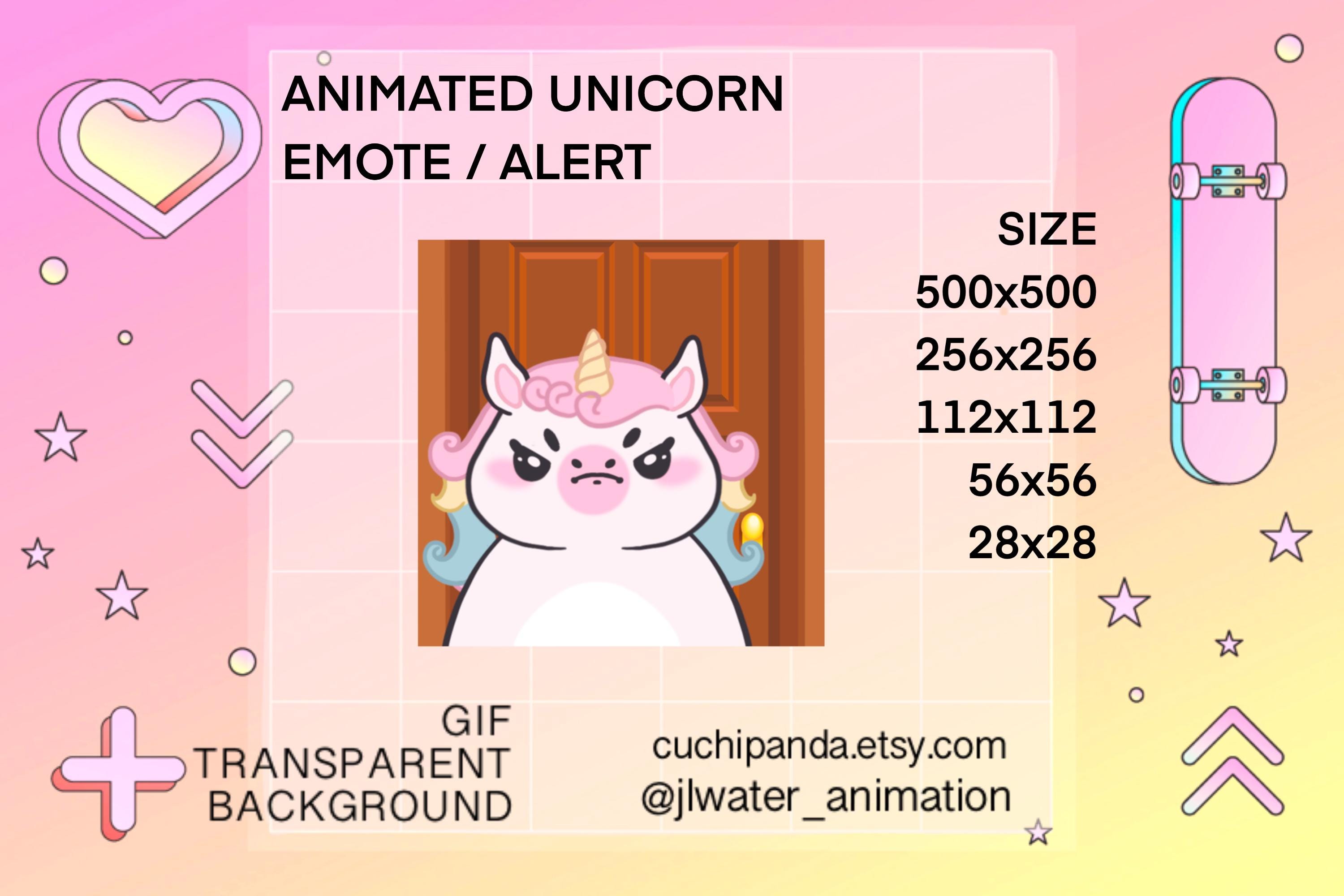Animated Unicorn Emote, Leave Emote, Go Out Door, Kawaii for Twitch ...