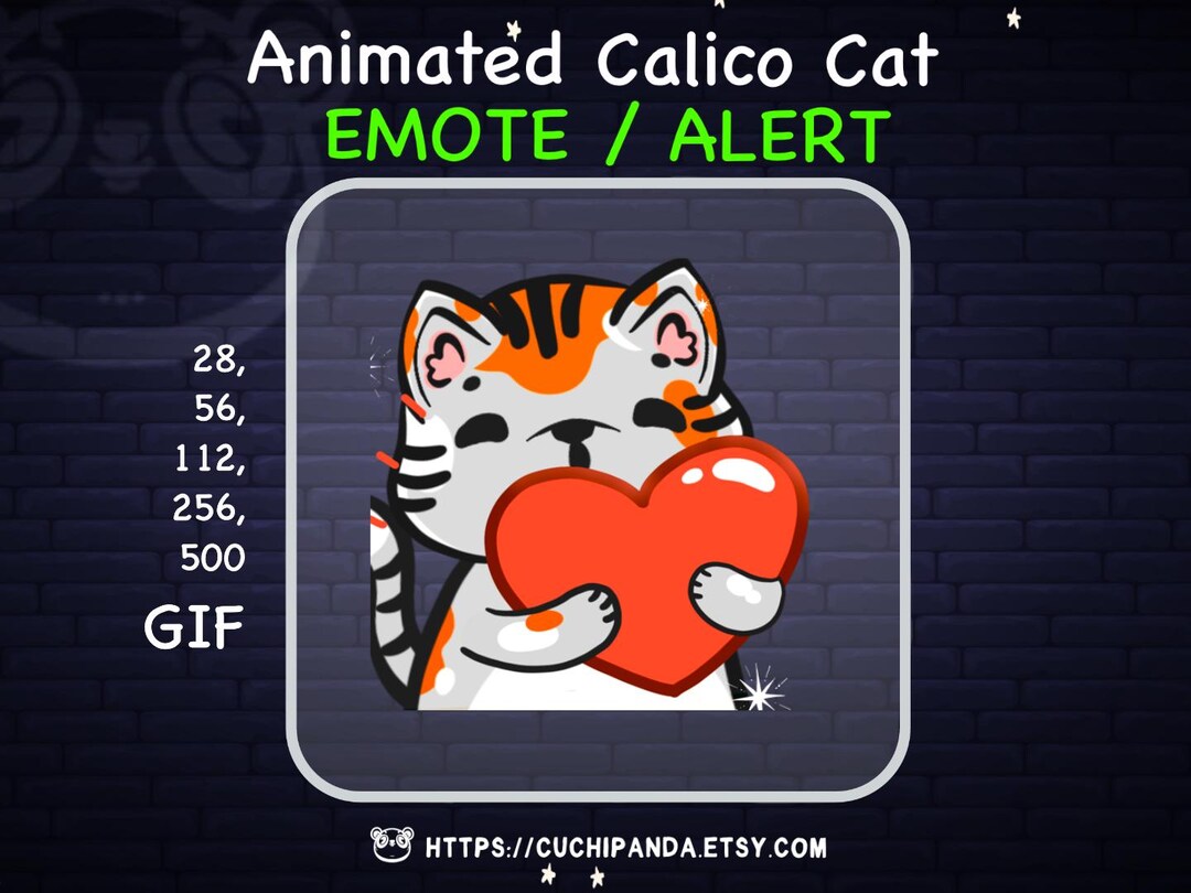 Animated Calico Cat Emote: Heart Alert (digital Download) - Etsy