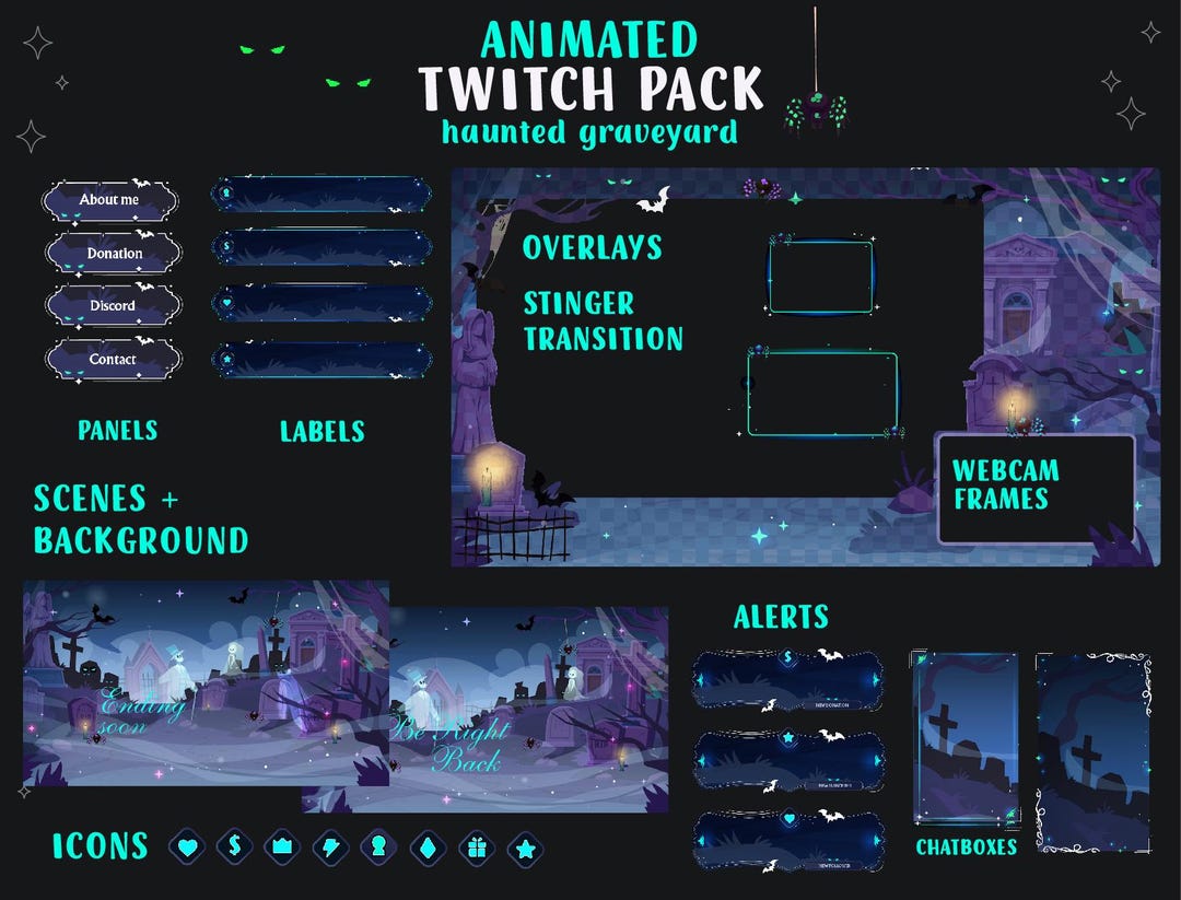 Spooky Ghost Animated Stream Pack: Halloween Twitch Overlay, Alerts ...
