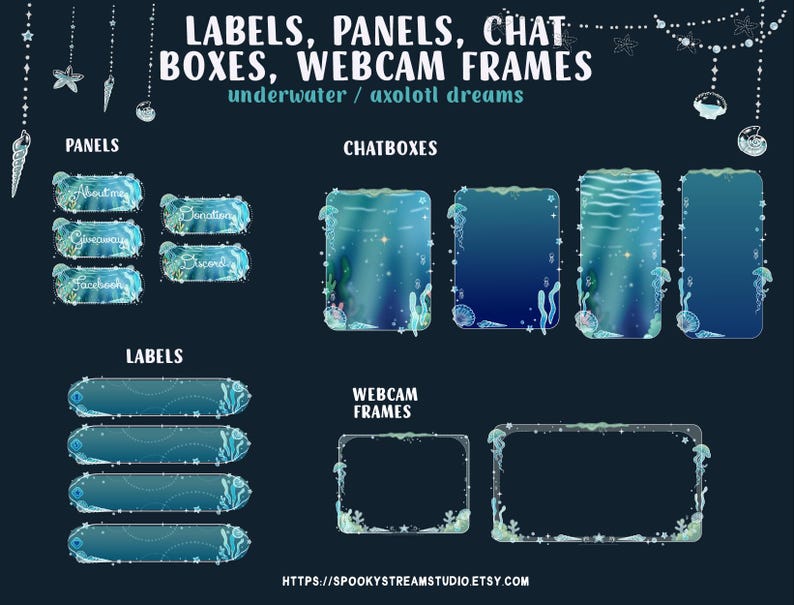 Animated Ocean Overlays Pack for Twitch Stream, Vtuber Underwater ...
