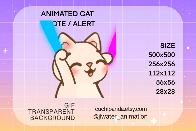 Animated Cat Emote, Alert, Light Stick, Twitch, Discord, Youtube ...