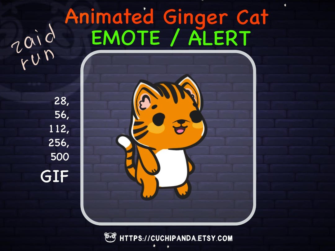 Animated Cat Emote, Ginger Cat Alert, Raid Alert, Run - Etsy