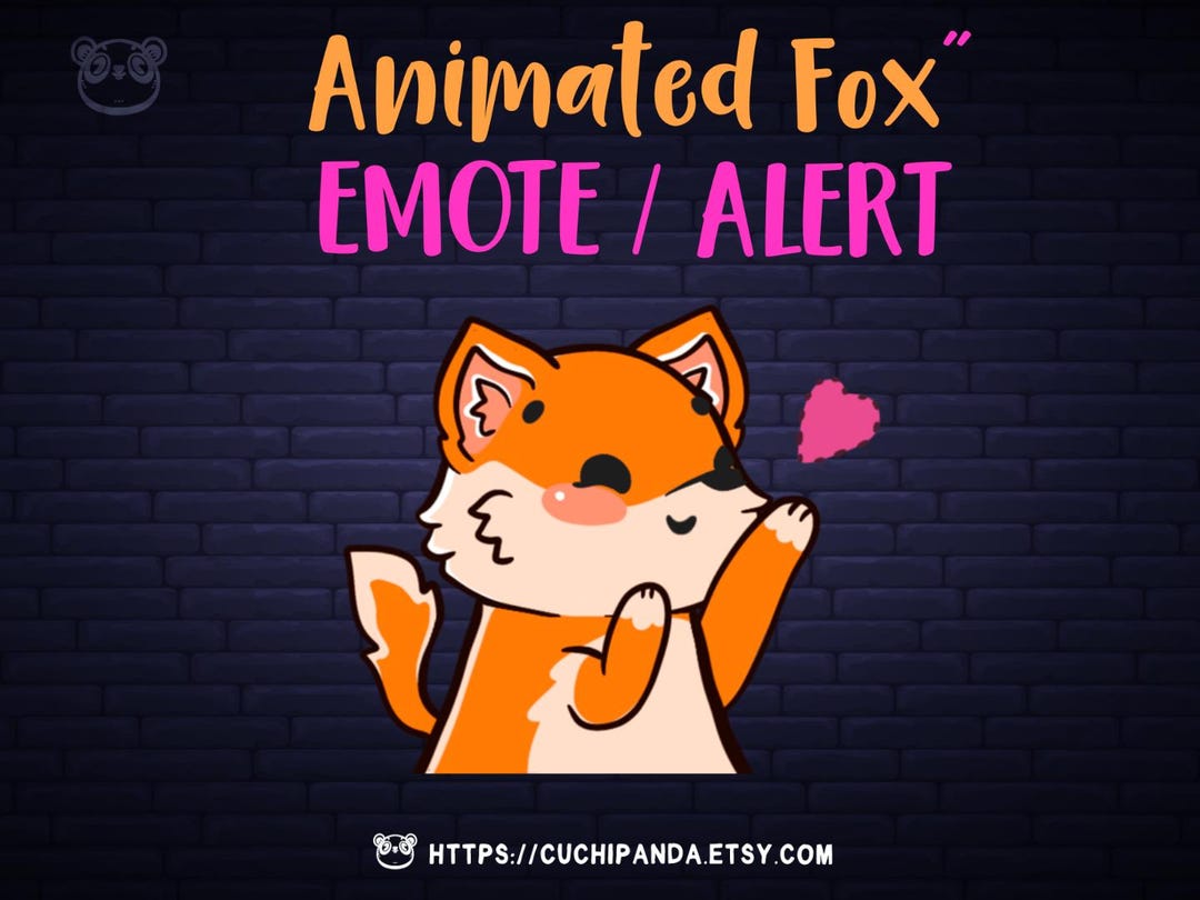 Animated Fox Emote, Kiss Emote, Love Heart Alert, Twitch, Discord ...