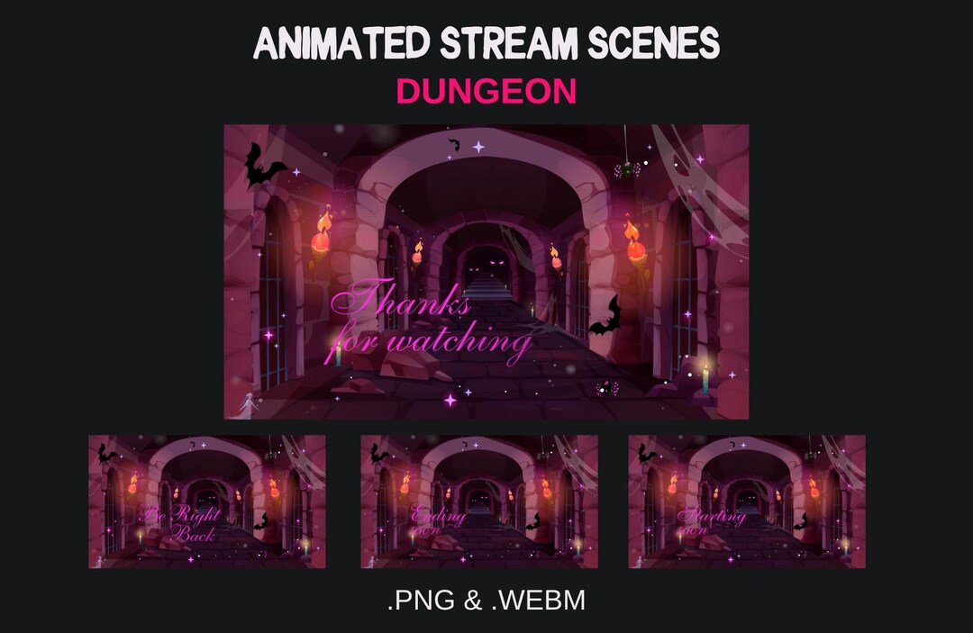 Dark Vtuber Animated Stream Screens/haunted Dungeon Stream Overlay ...