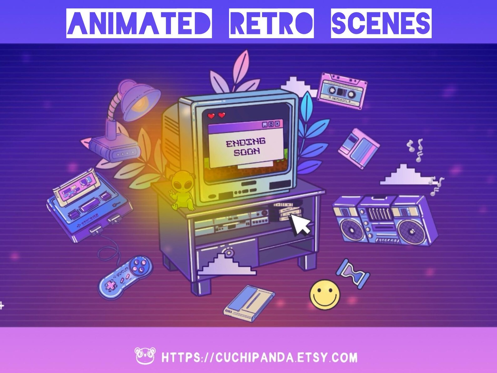Animated Retro Computer Scenes, Twitch Stream Overlay, Gaming Room With ...