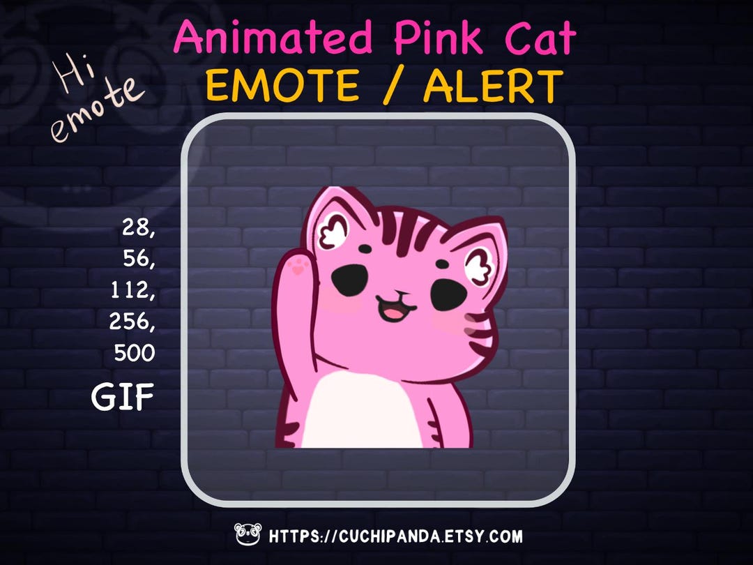 Animated Pink Cat Emote, Waving Hand, Hi, Hello Alert - Etsy