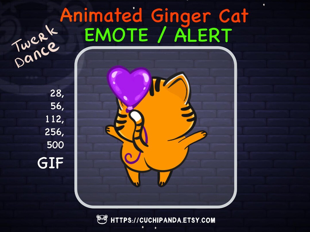 Animated Pink Cat Emote, Twerk Alert Ginger Cat Dance - Etsy