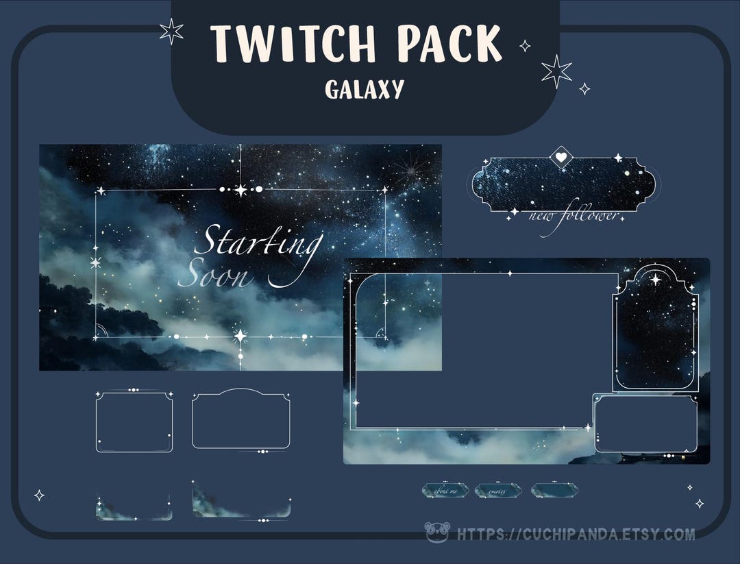 Animated Galaxy Stream Overlay Package: Vtuber Twitch/youtube Assets ...