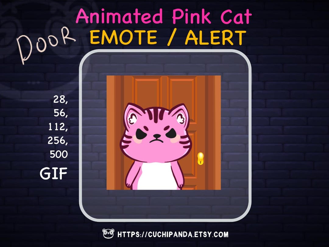 Pink Cat Emote Animated, Door Emote, Cat Alert - Etsy