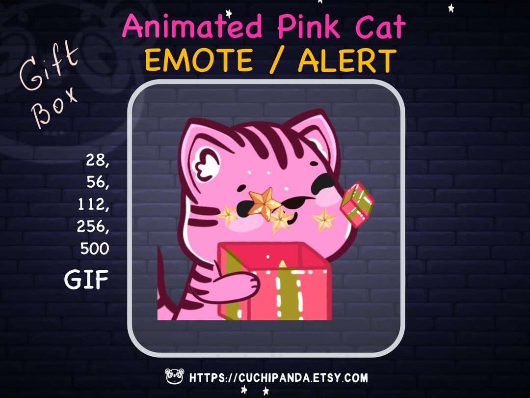 Animated Pink Cat Emote Alert, Gift Box With Stars Emote, Twitch Alert ...