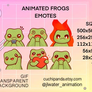 Animated Frog Emotes Set: Kawaii Twitch, Discord, Youtube (digital ...