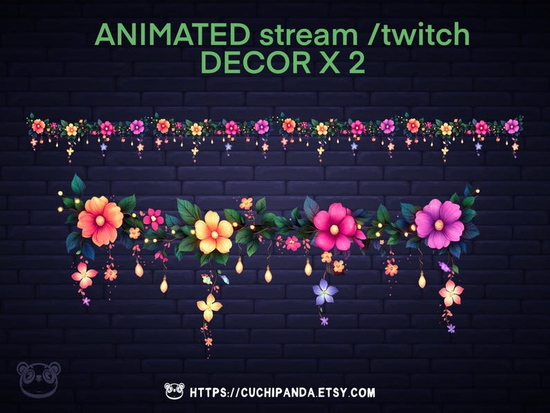 Floral Animated Stream Decor: Flowers Twitch Overlay (webm) - Etsy