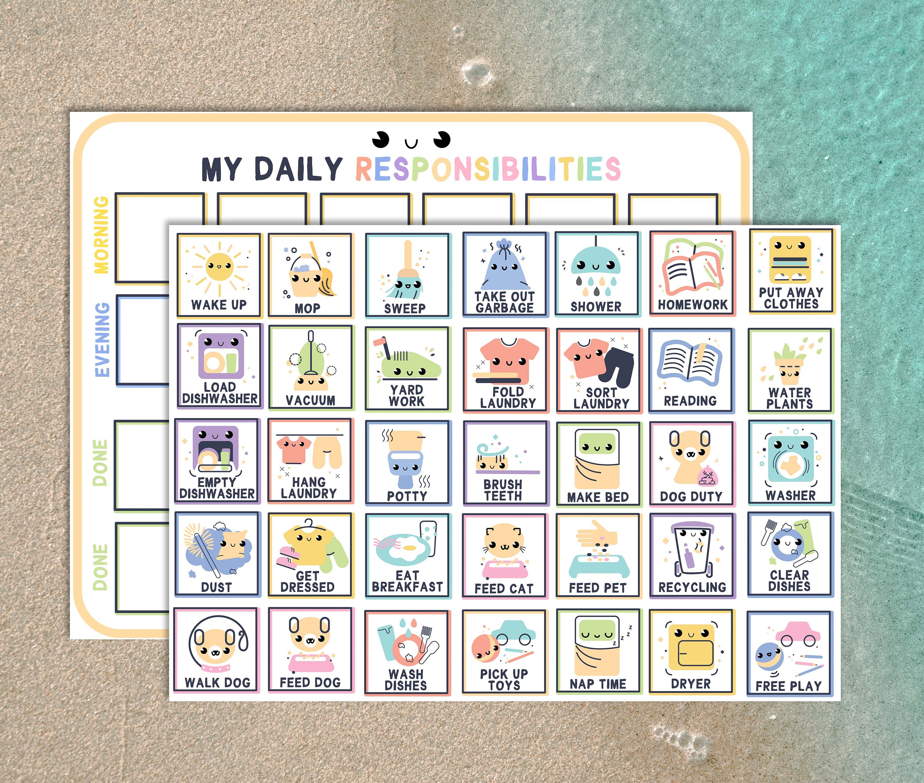 Kids Daily Responsibilities Toddler Chore Chart Printable Children ...