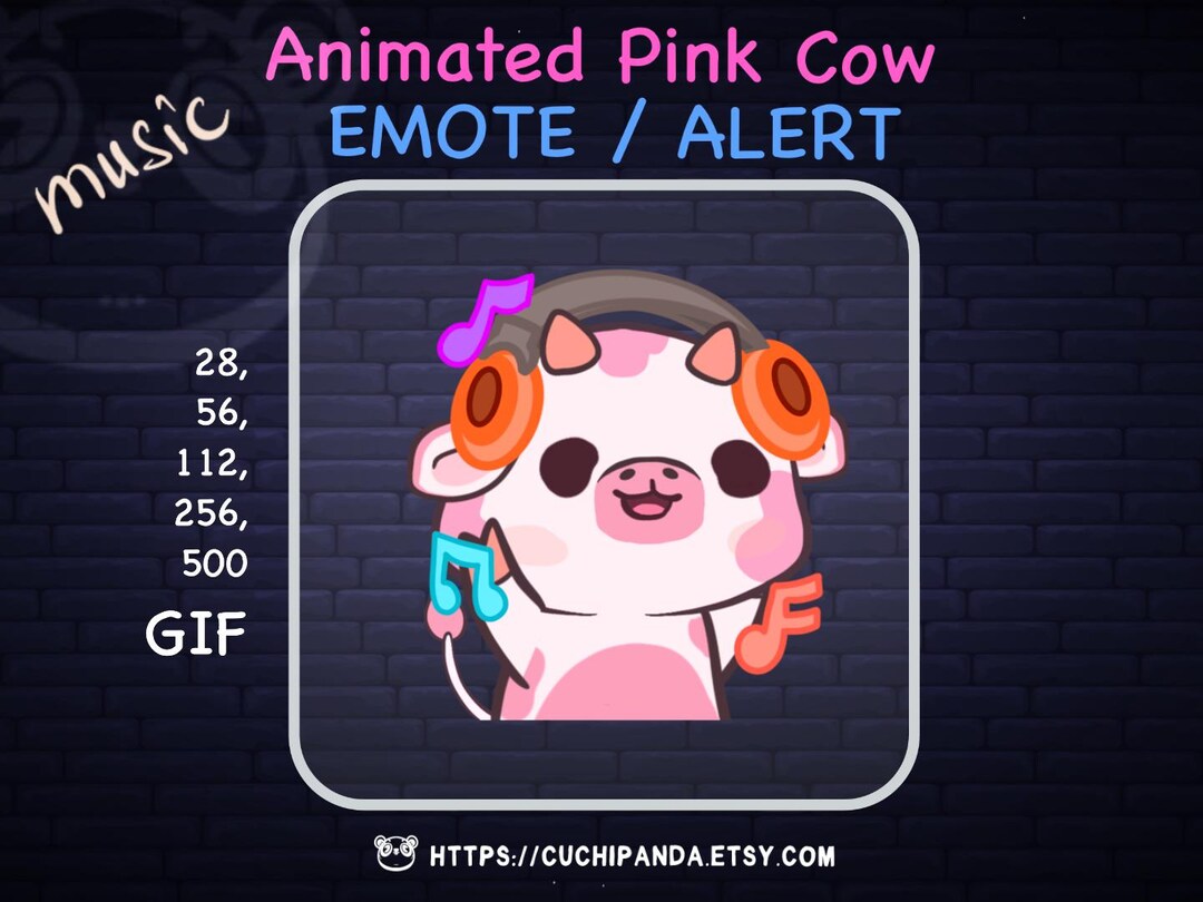Pink Cow Animated Emote: Music Twitch Alert (digital Download) - Etsy