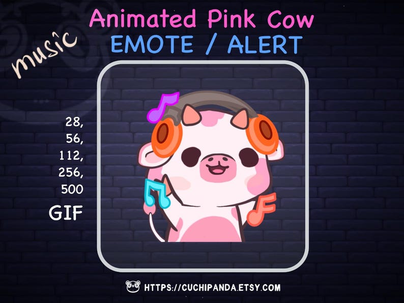 Pink Cow Animated Emote: Music Twitch Alert (digital Download) - Etsy