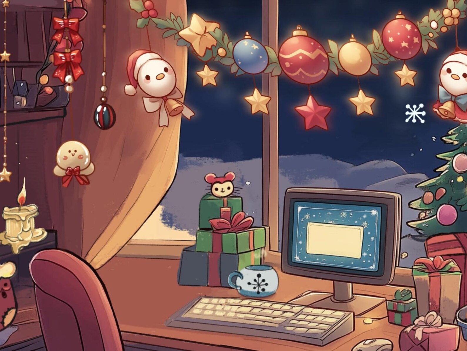 Animated Cozy Christmas Stream Background: Vtuber Overlay (webm & MP4 ...