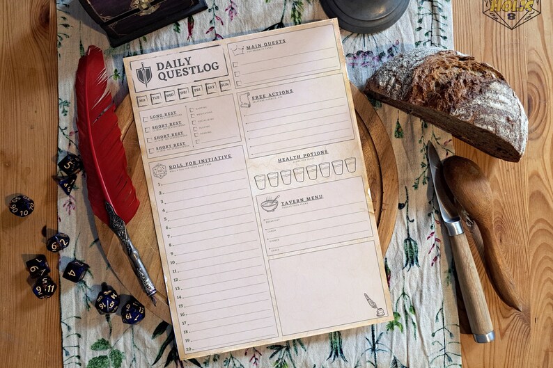 Daily To-do Questlog | Printable | Meal Planner | Water Intake ...