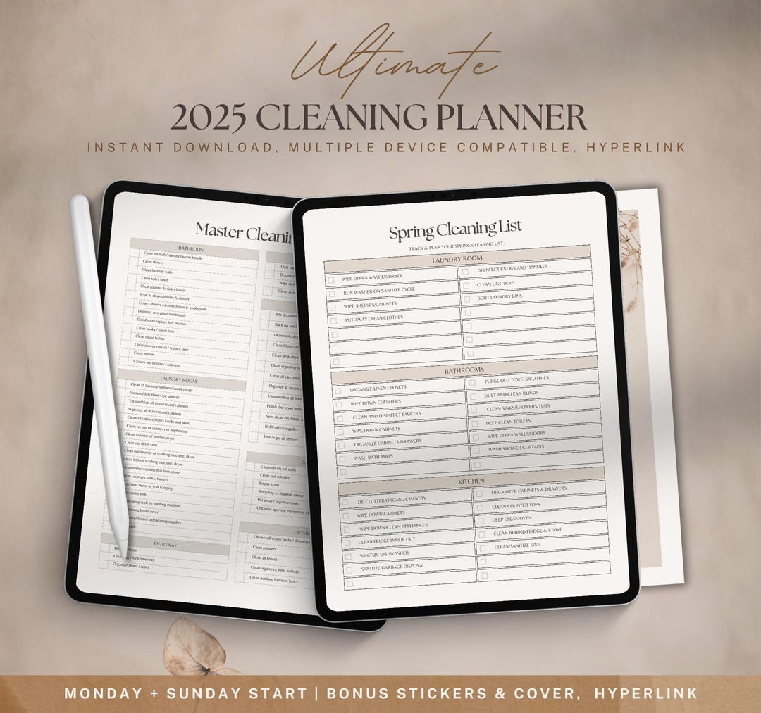 Cleaning Planner Printable Digital Home Cleaning Organizer Checklist ...