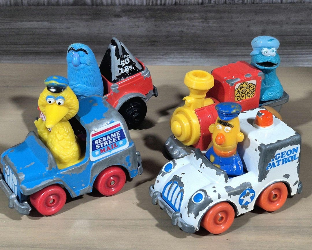 1980s Sesame Street Hasbro Diecast Car Lot Cookie Monster Train, Big ...