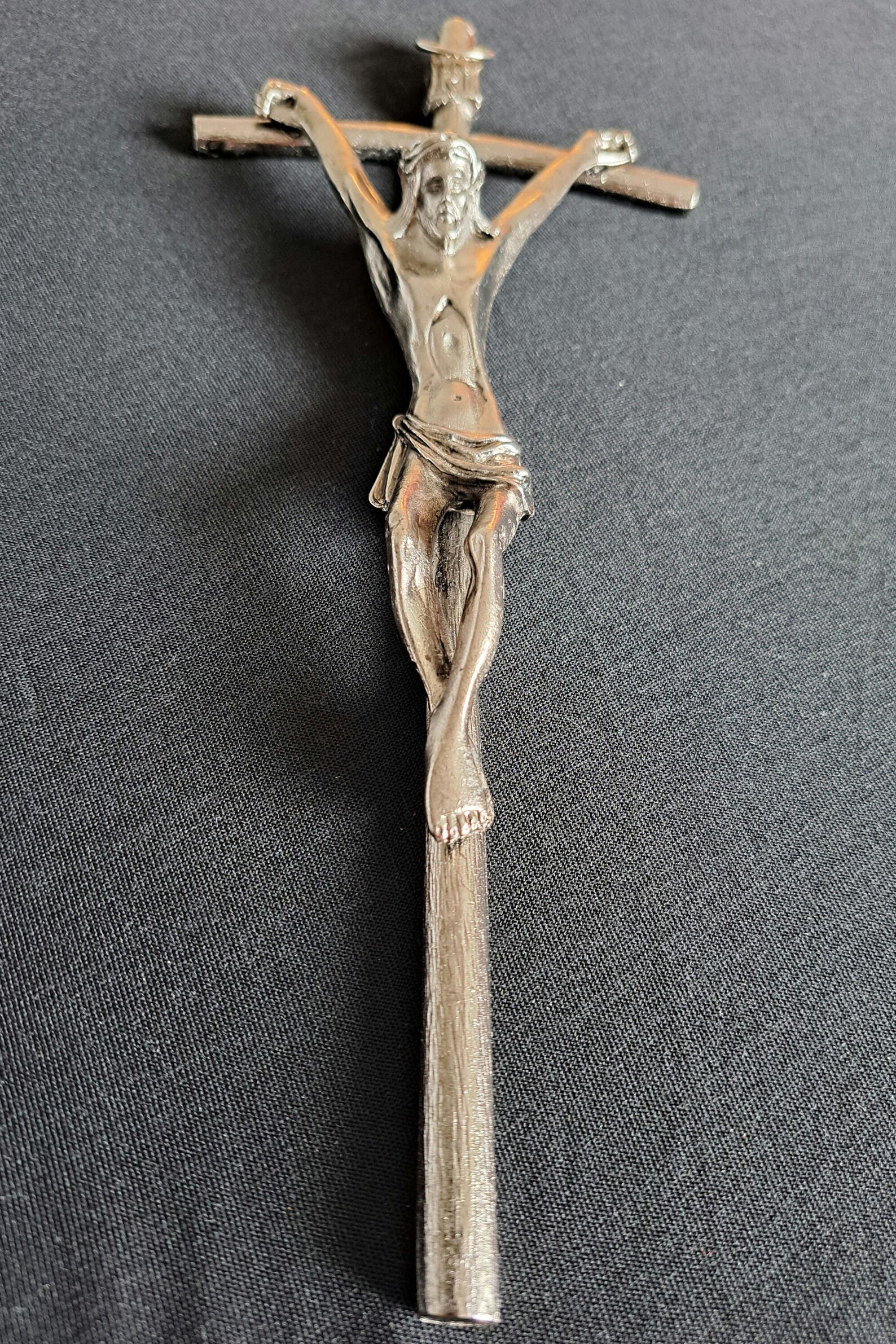 CRUCIFIX Large Wall CROSS Silver Metal Blessed by Pope John Paul II ...