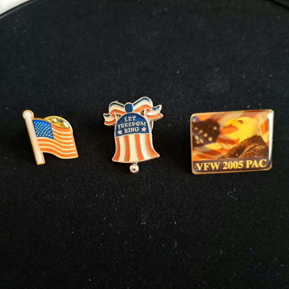 PATRIOTIC Pin Lot Vintage American Flag Liberty Bell Flag With Eagle ...