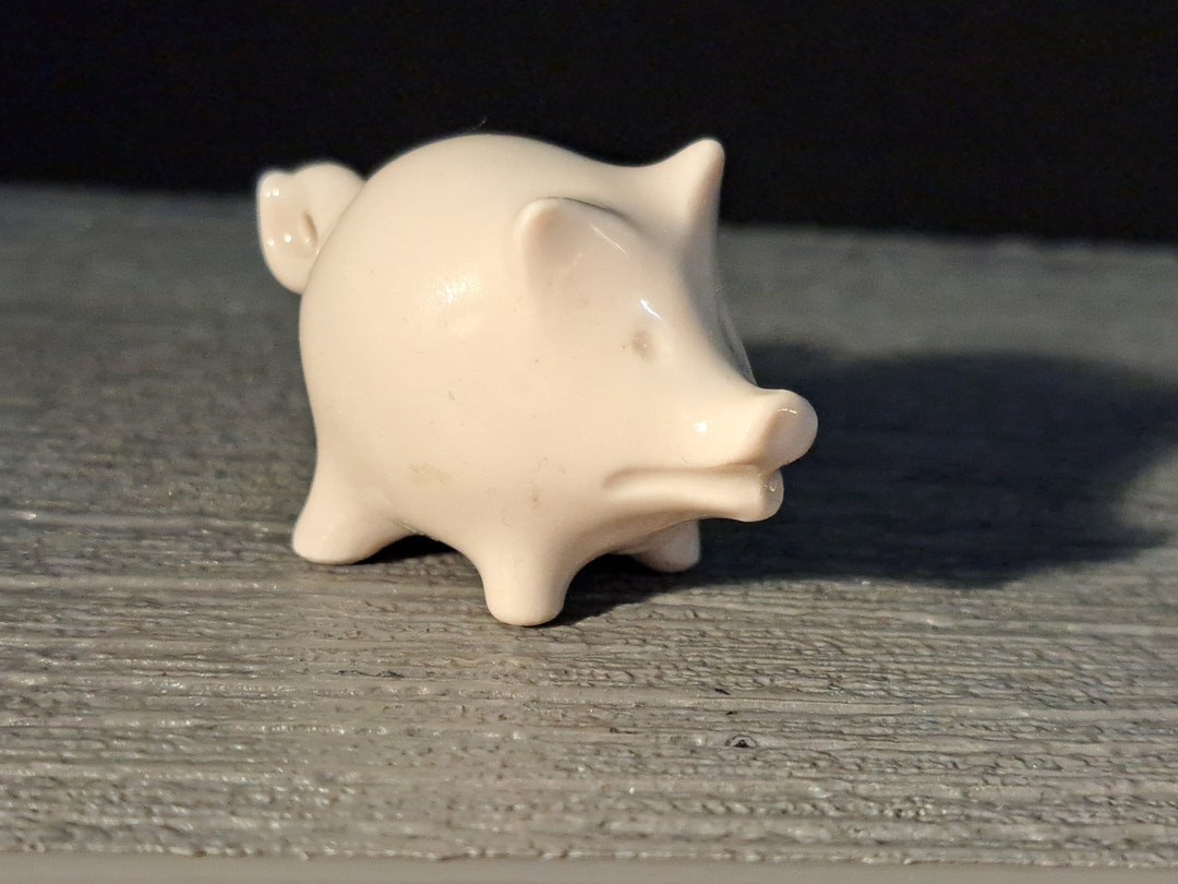 White Mini PIG Vintage Japan Figurine Mini White Piggy Miniature Animal ...