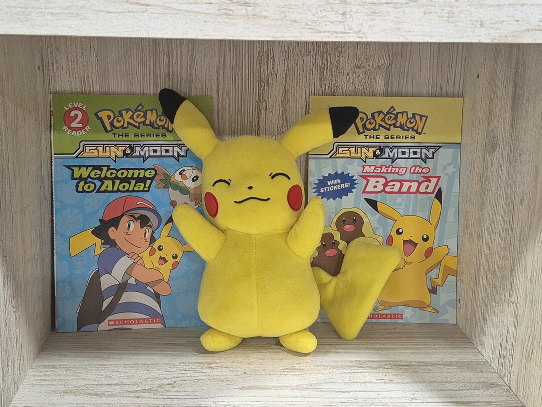 Pokemon Pikachu Plush & Books Lot Nintendo Game Freak 8" Pretend Play ...