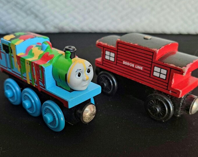 PAINT SPLATTERED Rare Thomas Train Friends & Red Sodor Line Caboose Car ...