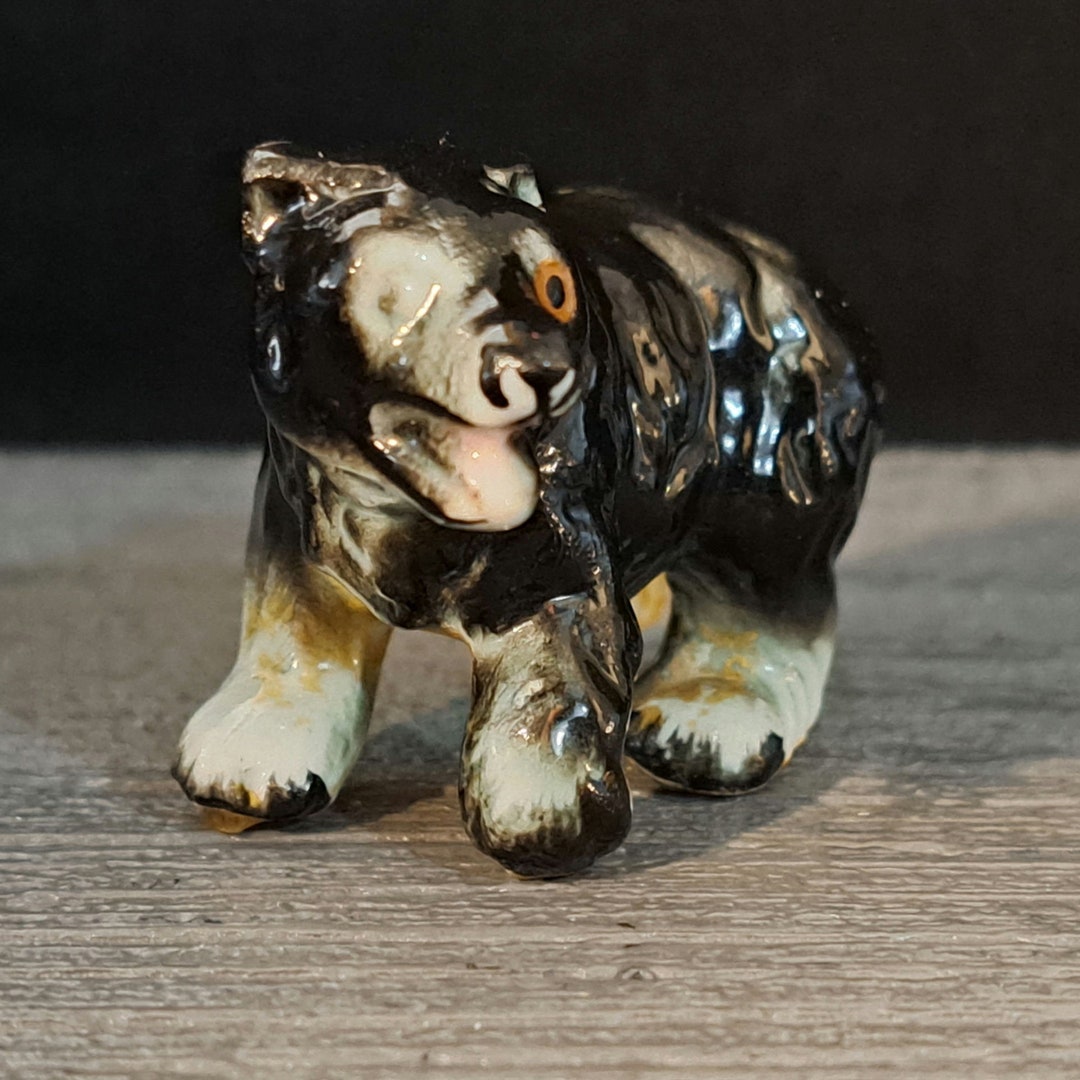 Black BEAR Bone Vintage Japan Mother Bear Gift Figurine Patchy China Collectible Miniature Bear ...