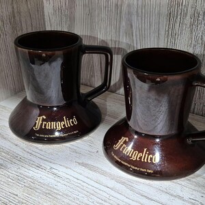 FRANGELICO Hazelnut Liquor Coffee Mugs Brown W Gold Lettering No Slip ...