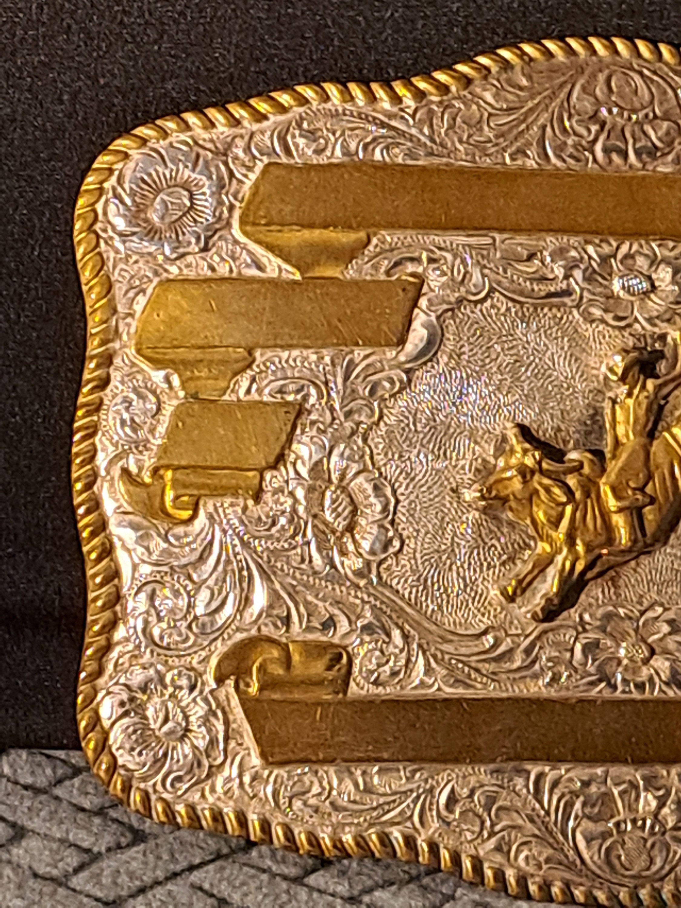 CRUMRINE Rodeo BIG Belt Buckle Huge Silver Bull Rider Cowboy Large Bull ...