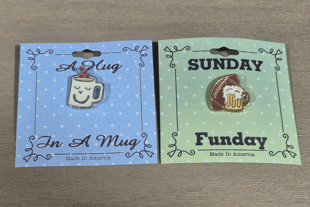 New Enamel Pin Lot Hug in A Mug & Sunday Funday Football Beer Mug ...