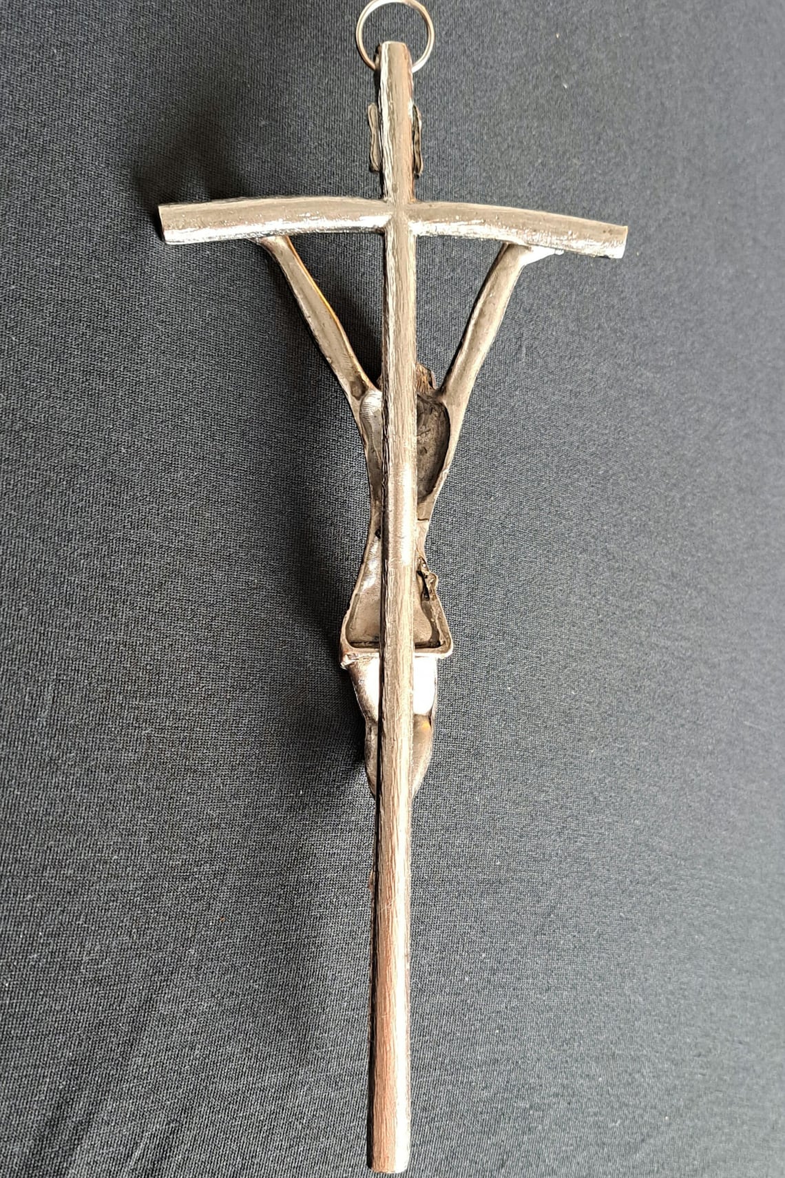 CRUCIFIX Large Wall CROSS Silver Metal Blessed by Pope John Paul II ...